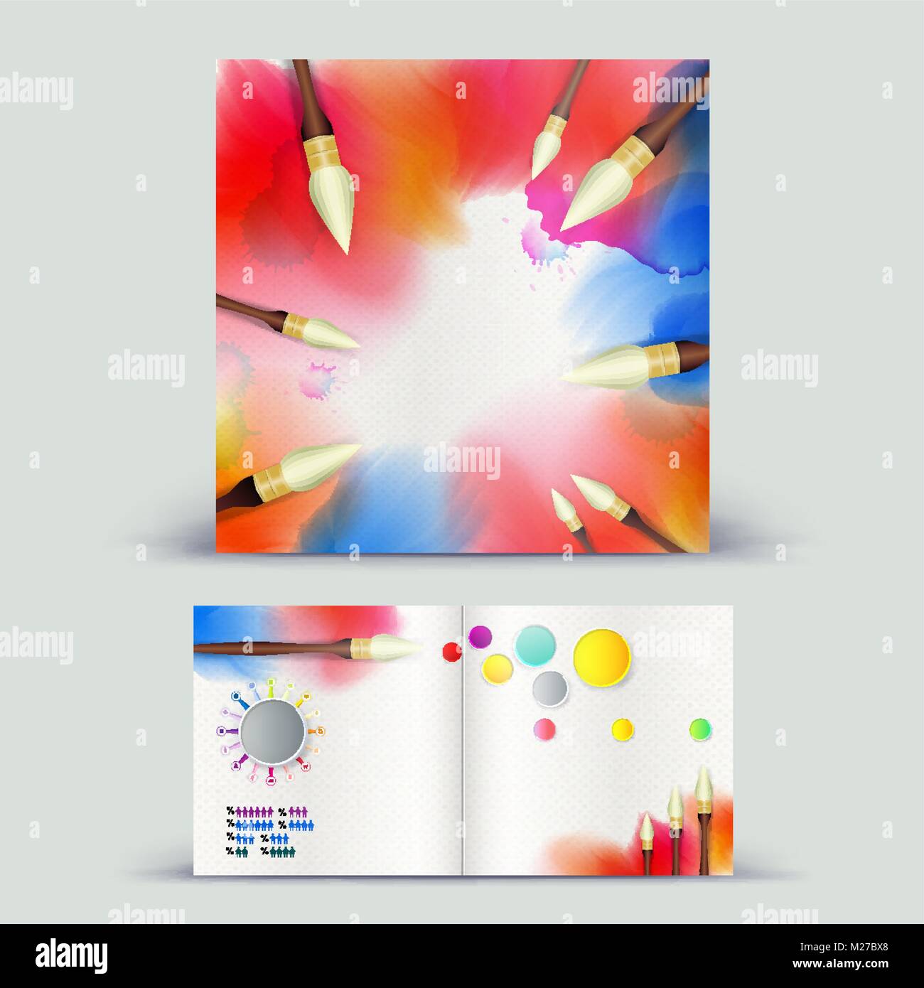 Corporate booklet promotion template with color elements. Vector ...