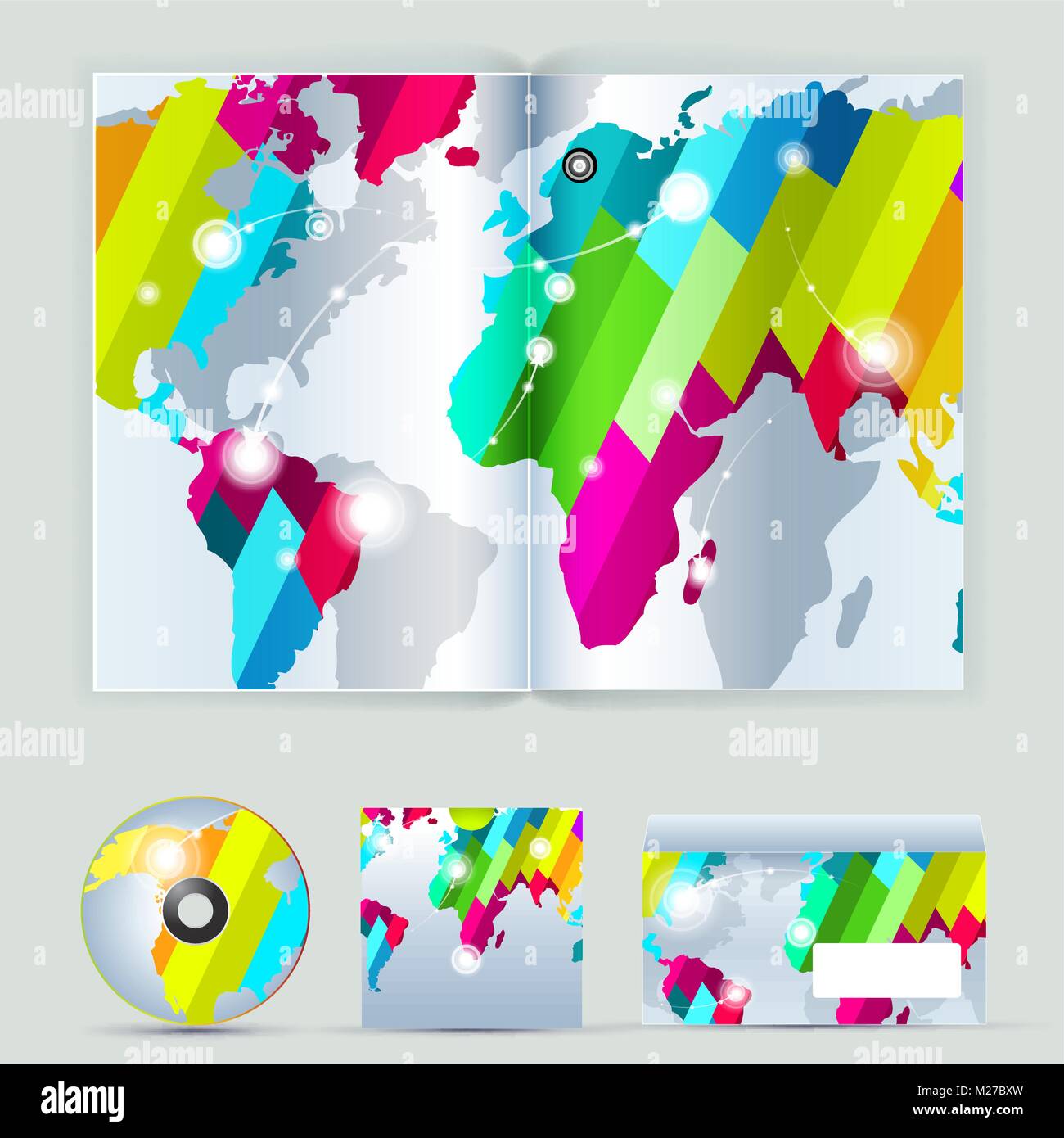 Corporate booklet promotion template with color elements. Vector ...