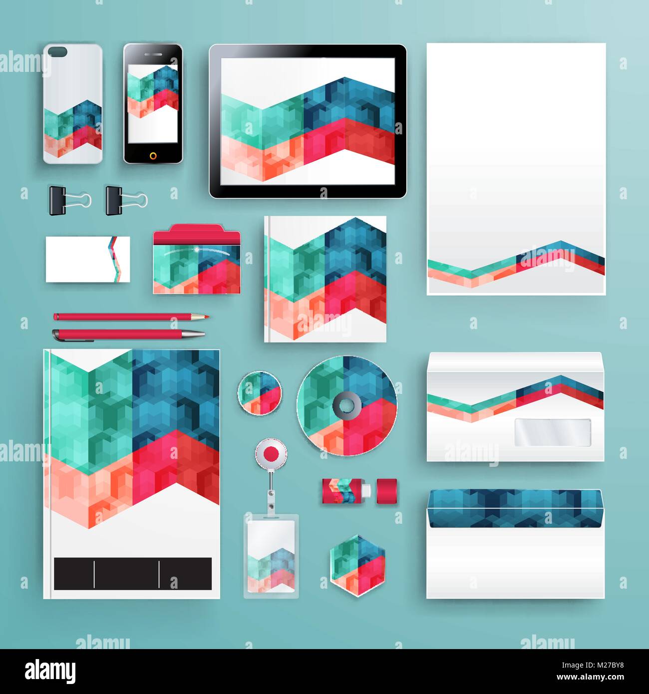 Corporate identity template with color elements. Vector company ...