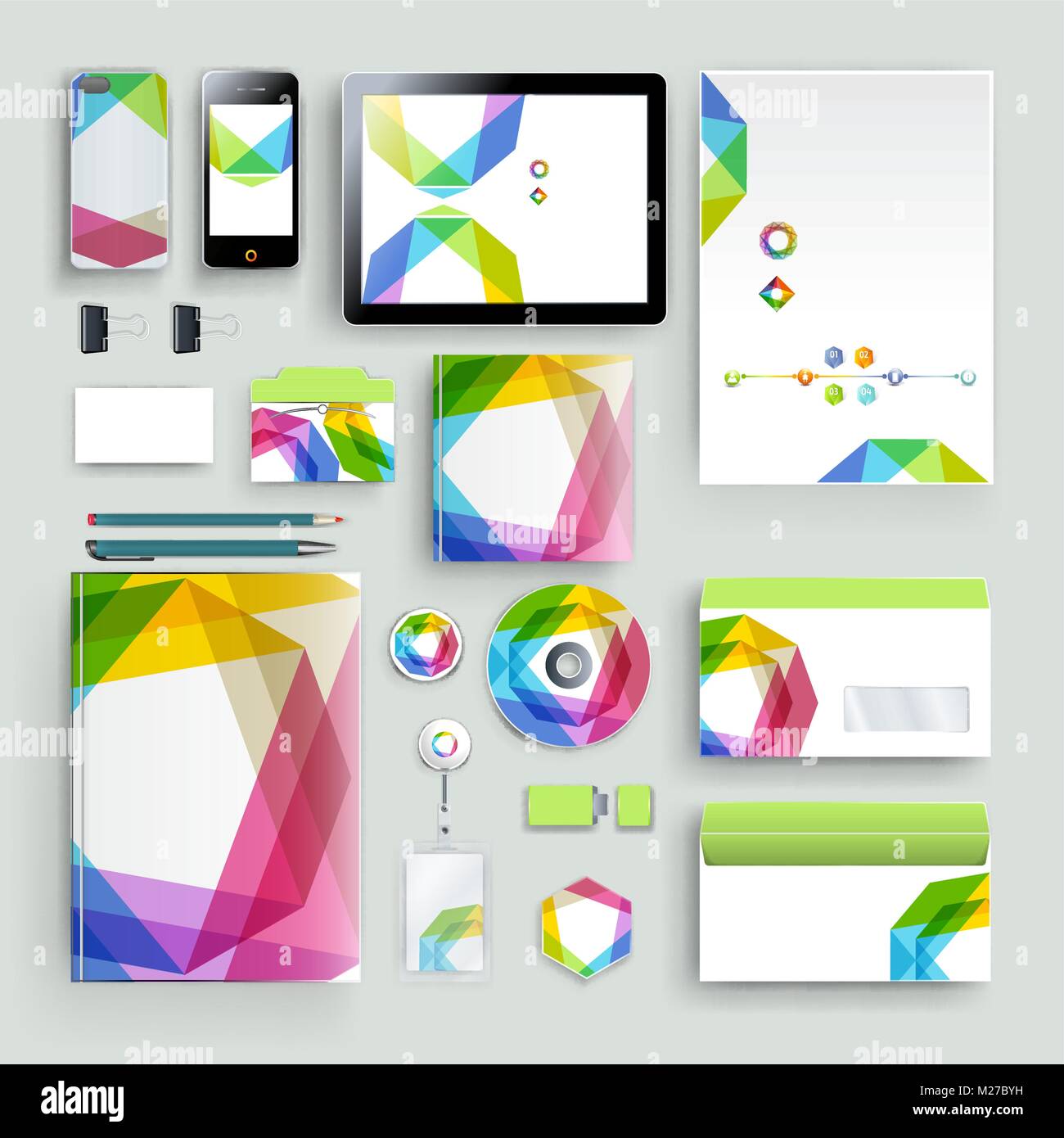 Corporate identity template with color elements. Vector company ...