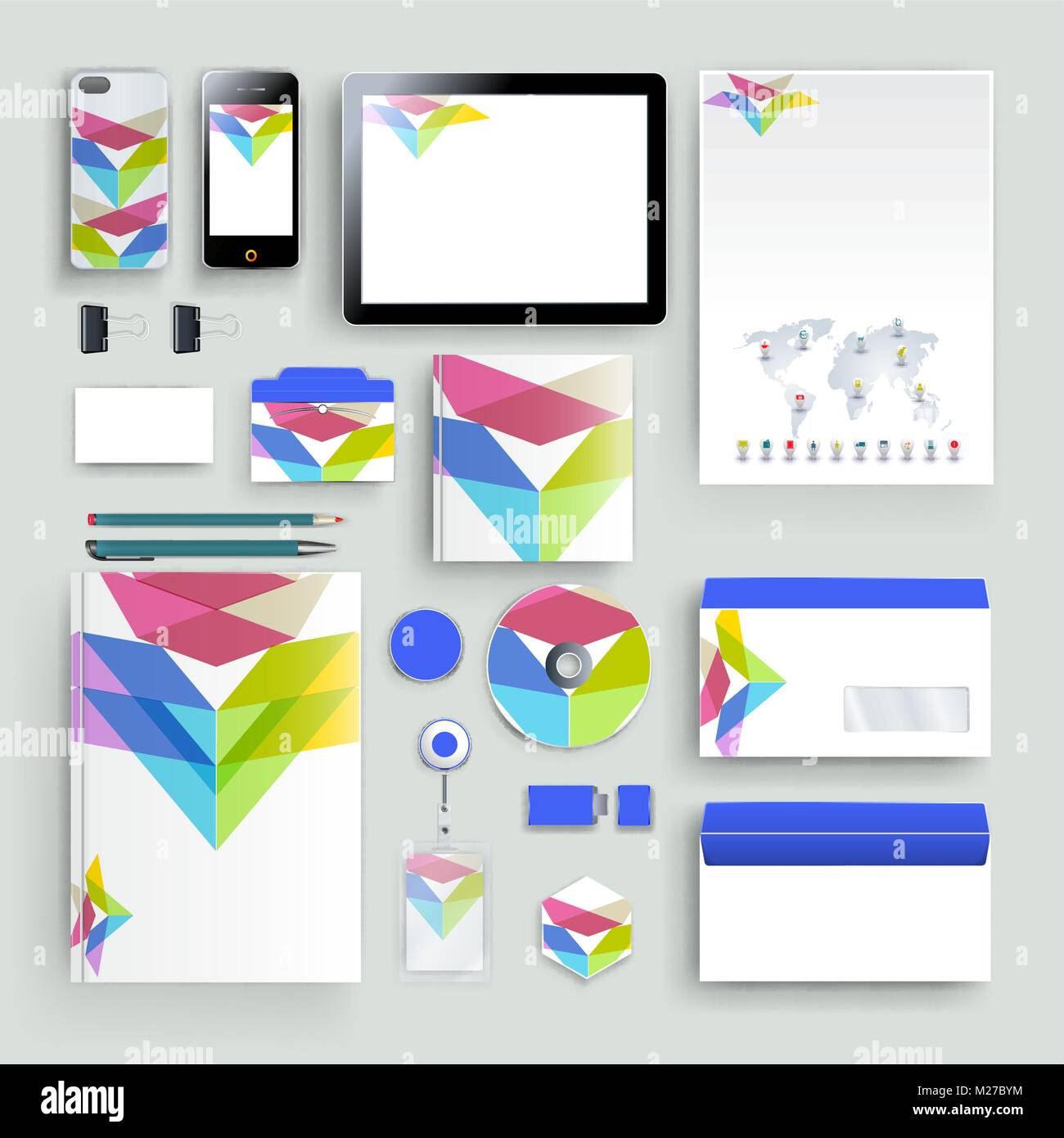 Corporate identity template with color elements. Vector company ...