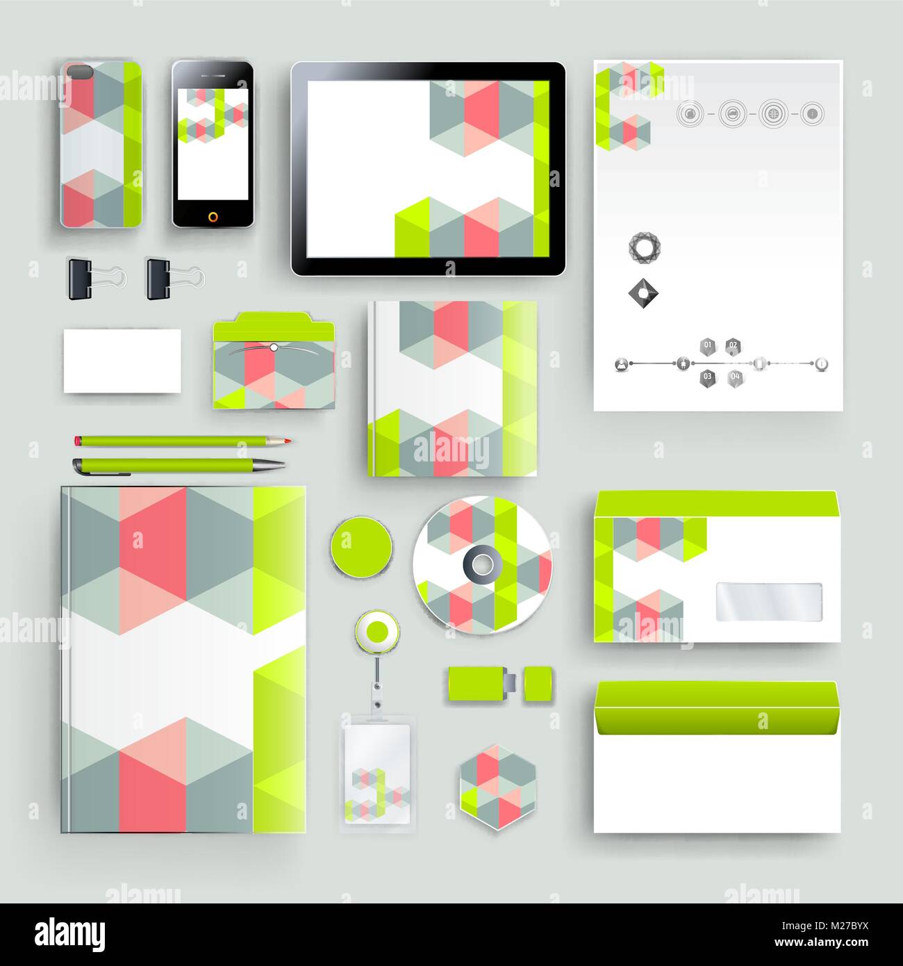 Corporate identity template with color elements. Vector company ...