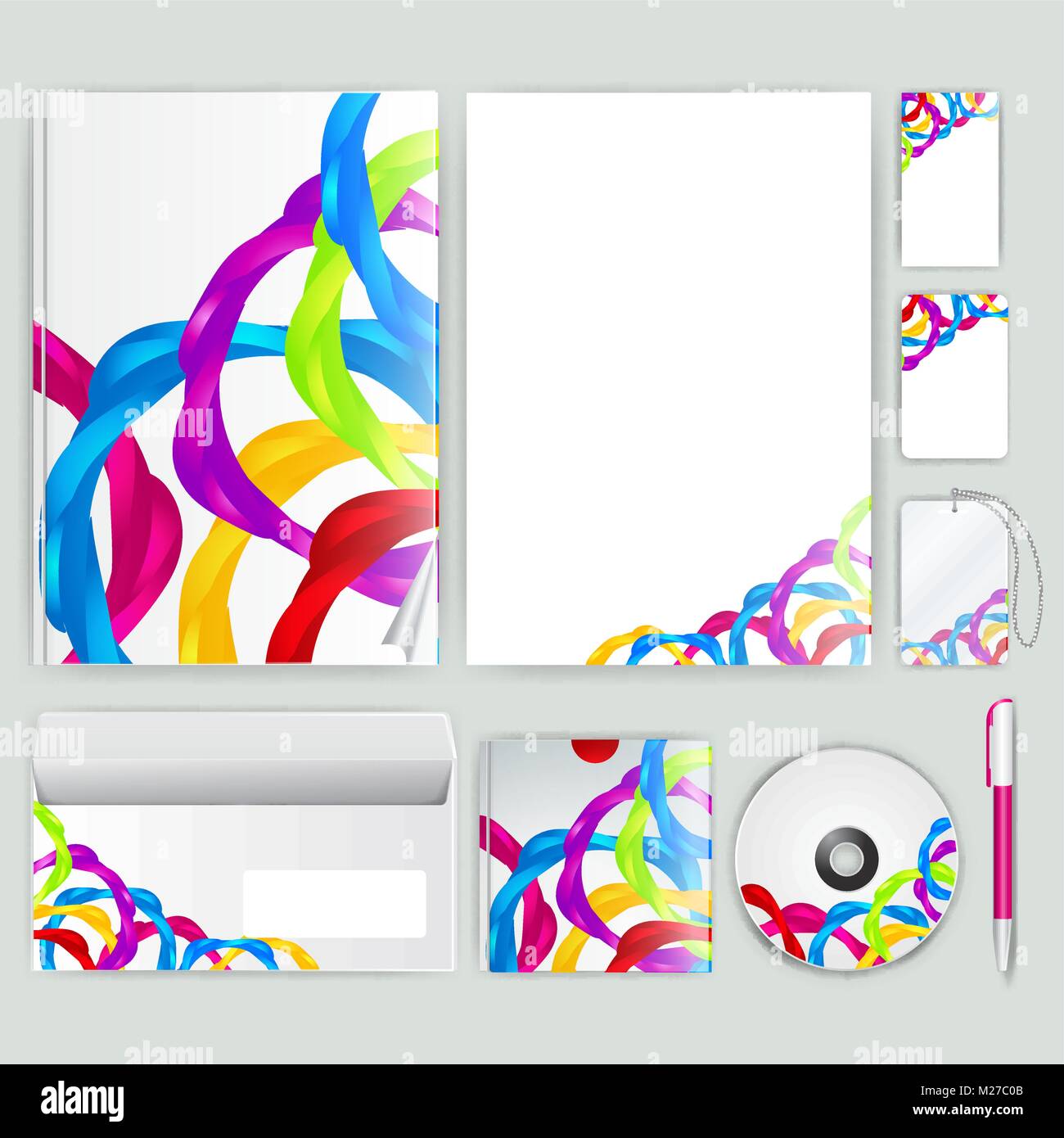 Corporate identity template with color elements. Vector company ...