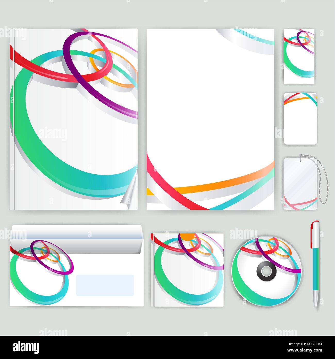 Corporate identity template with color elements. Vector company ...