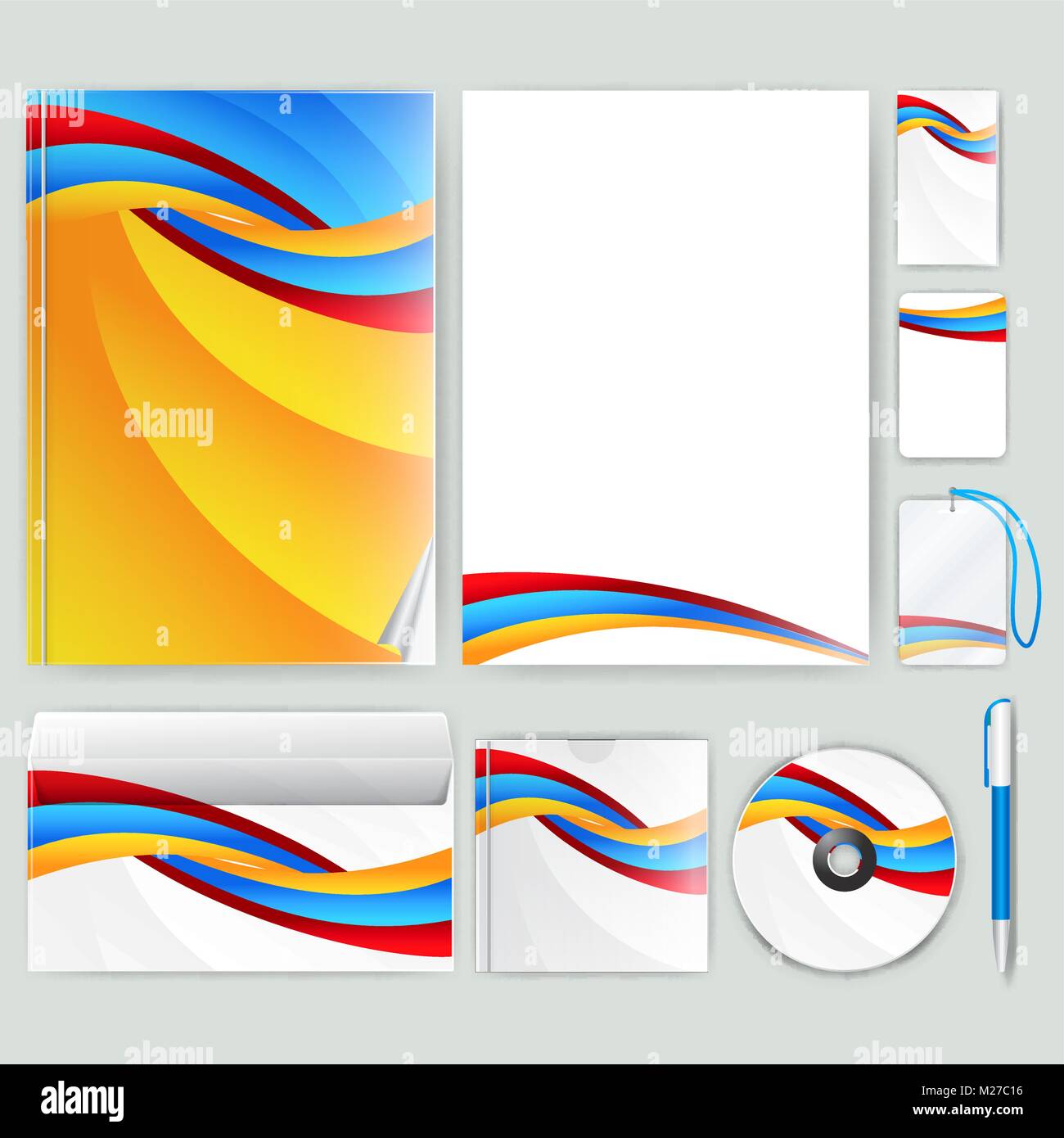 Corporate identity template with color elements. Vector company ...