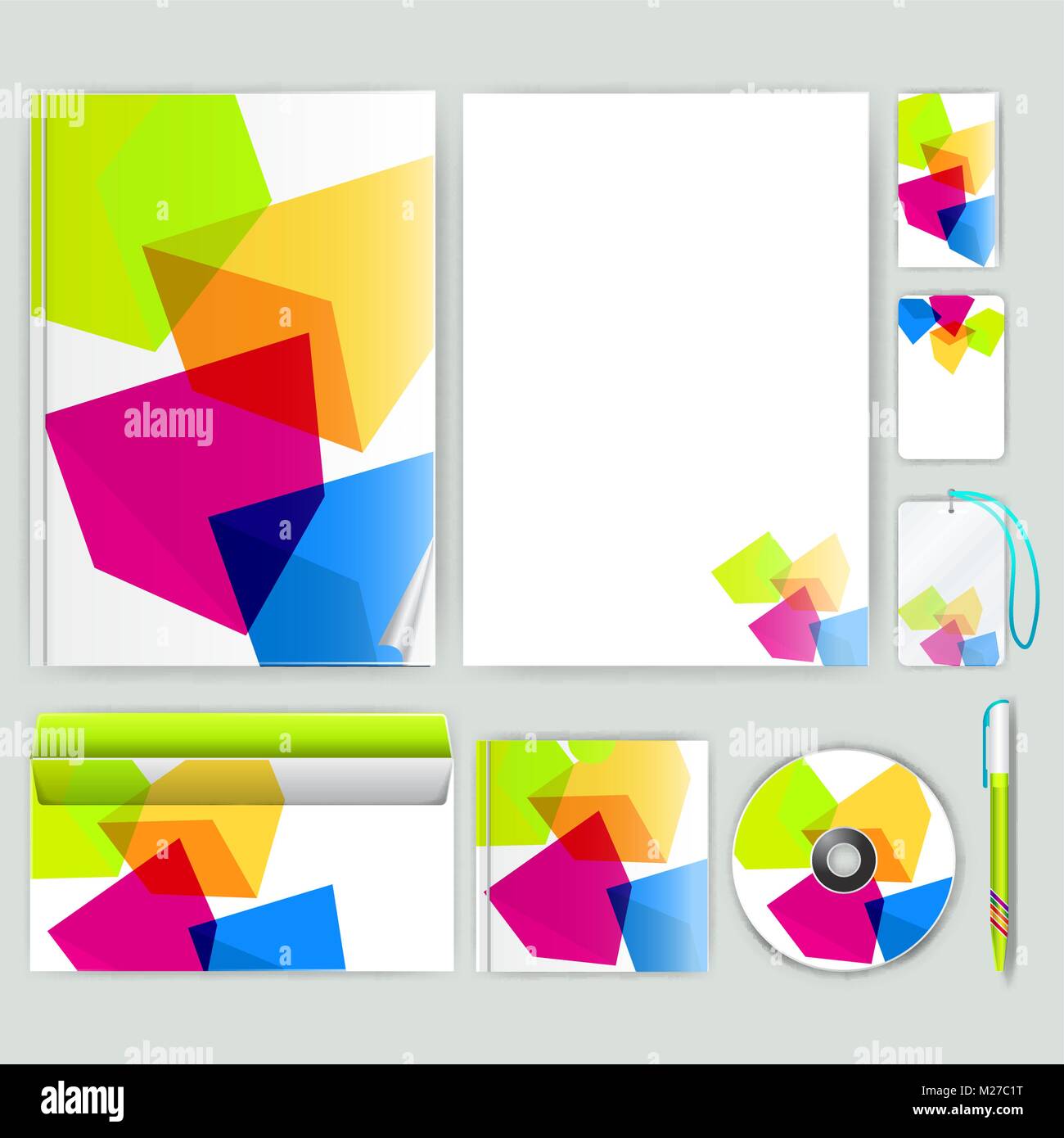 Corporate identity template with color elements. Vector company ...