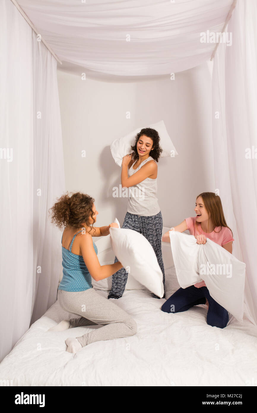 Funny pillow game Stock Photo - Alamy