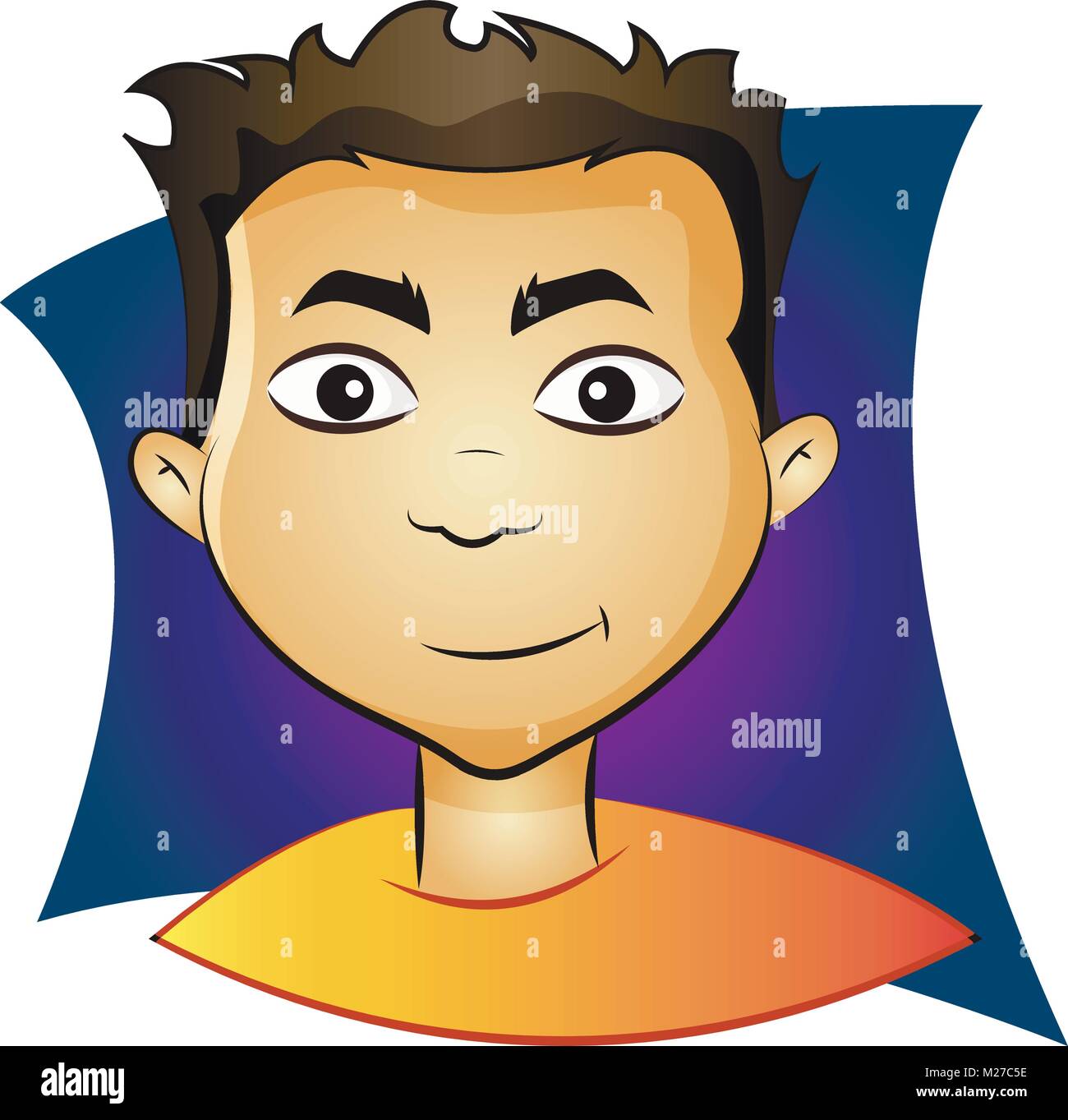 Happy cheerful boy laughing. Vector illustration of a little kid face ...