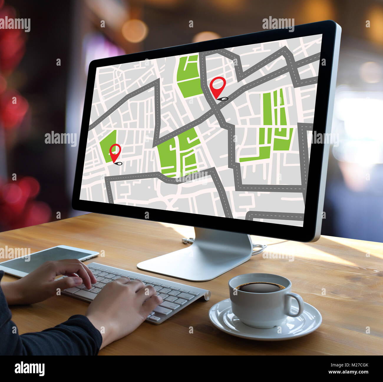GPS Map to Route Destination network connection Location Street Map ...