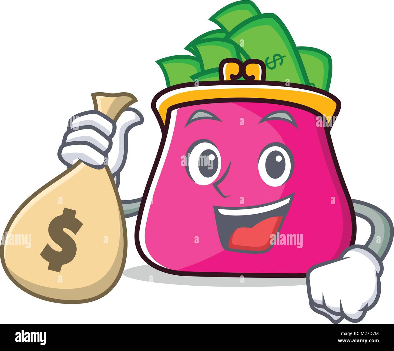 With money bag purse character cartoon style Stock Vector Image & Art ...