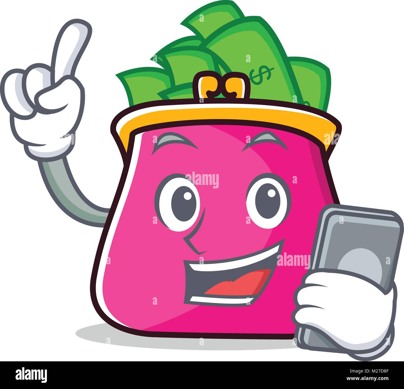 With phone purse character cartoon style Stock Vector Image & Art - Alamy