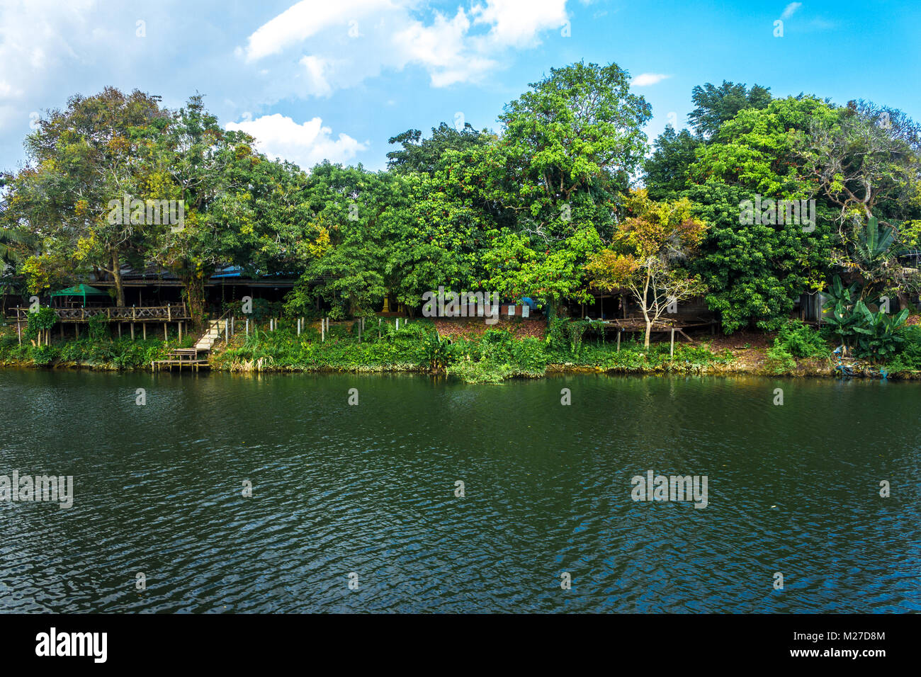 the river chanthaburi thailand with blue sky Stock Photo - Alamy