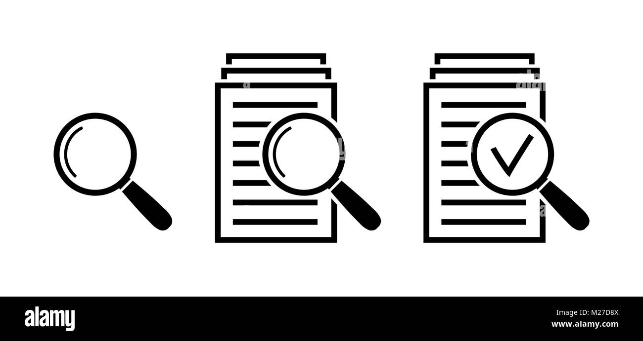 Magnifying glass icon set, search documents signs Stock Vector Image ...