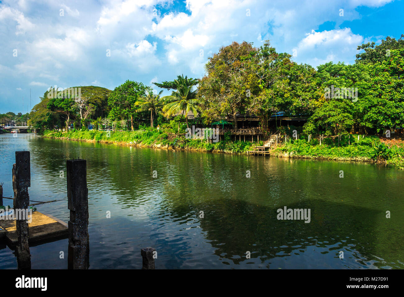 the river chanthaburi thailand with blue sky Stock Photo - Alamy
