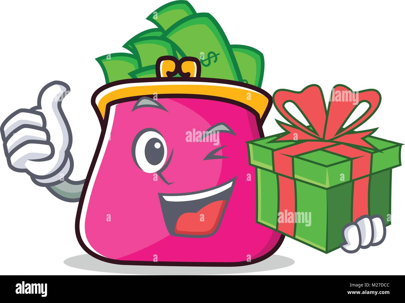 With gift purse character cartoon style Stock Vector Image & Art - Alamy