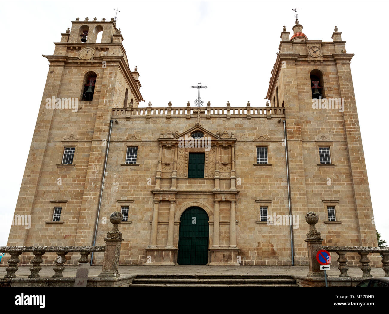 Catholic cathedral of mannerist style with an austere facade flanked by ...
