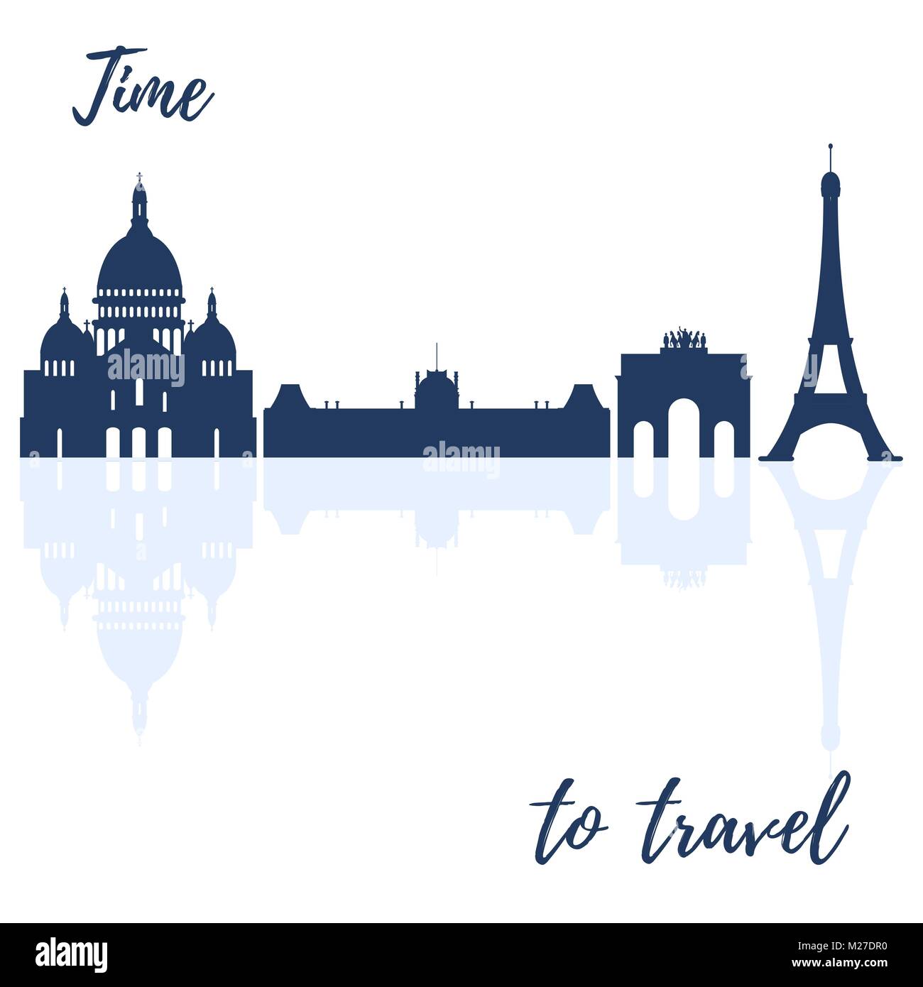 Famous buildings of Paris. Symbols and landmarks. Design for banner ...