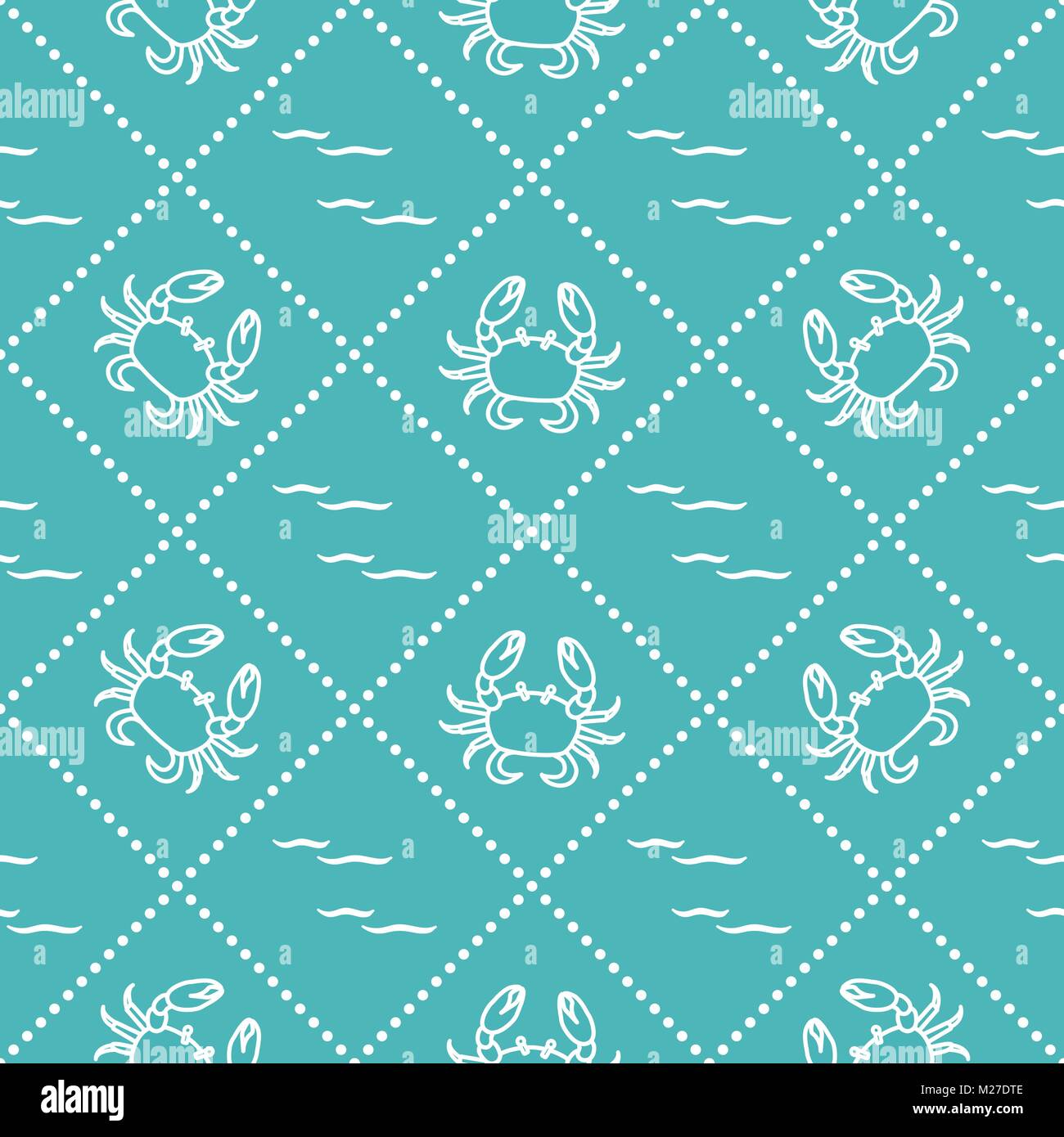 Seamless pattern with crabs and waves. Design for banner and print ...