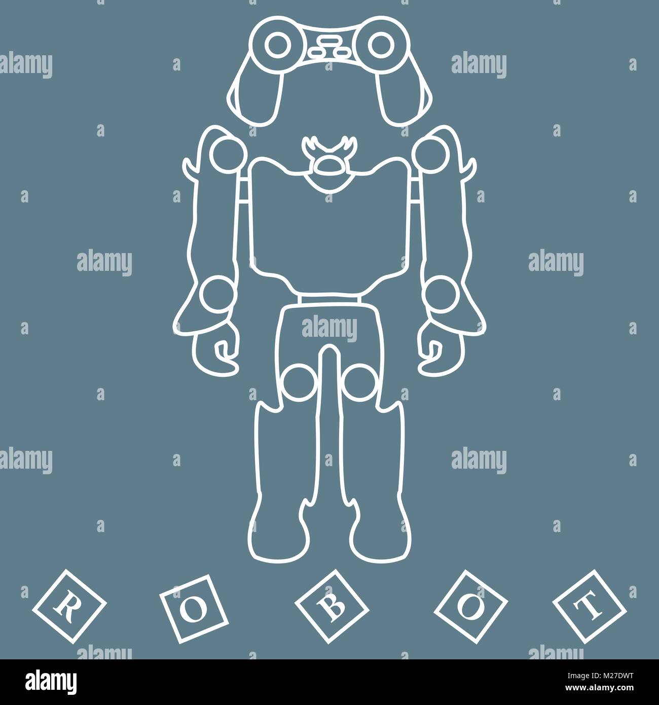 Toys for children: robot, remote control, cubes. Design for banner ...