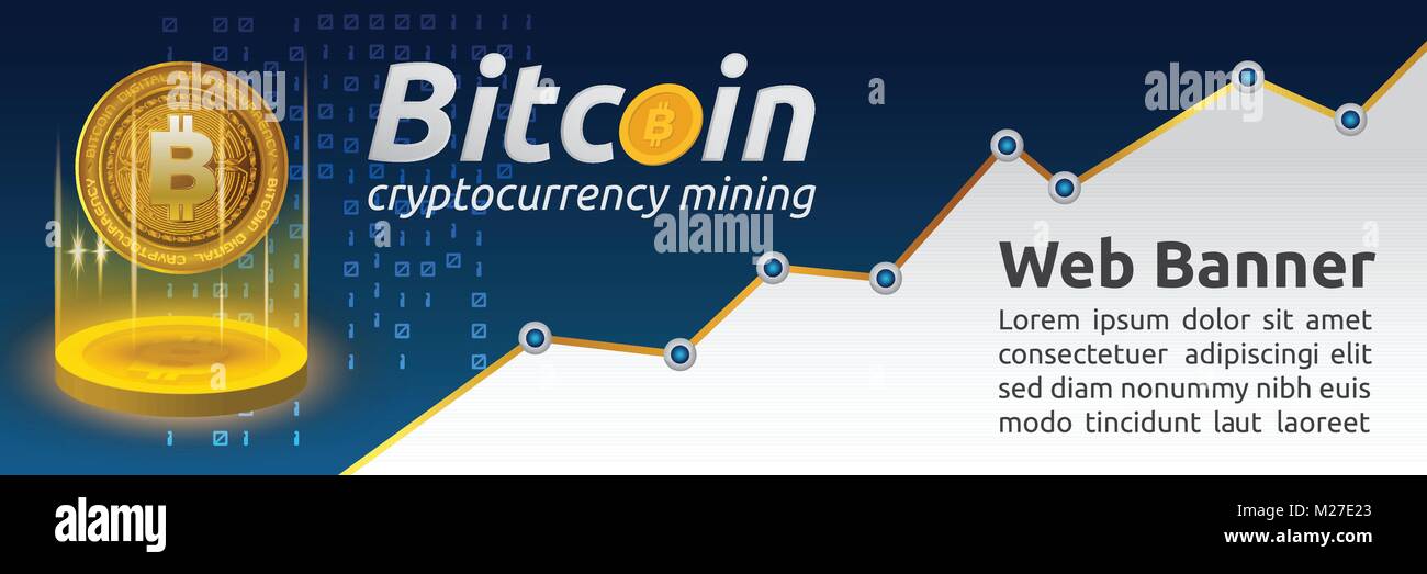 Bitcoin cryptocurrency concept banner background. Blockchain technology ...