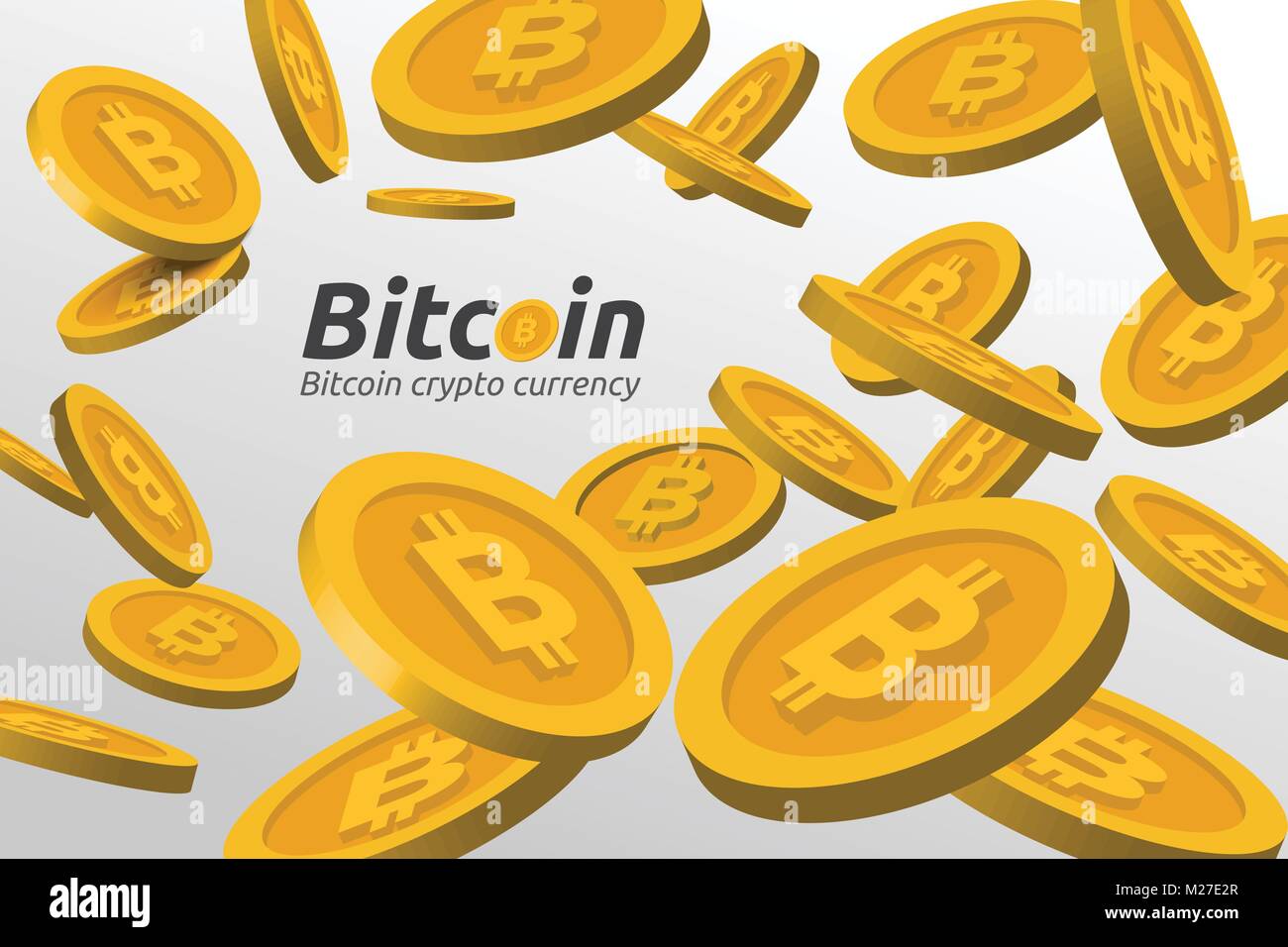 Golden Bitcoin sign on white background. Blockchain technology for ...