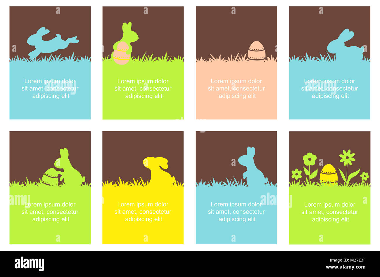 Collection of Easter banner, background, flyer, placard with silhouette ...