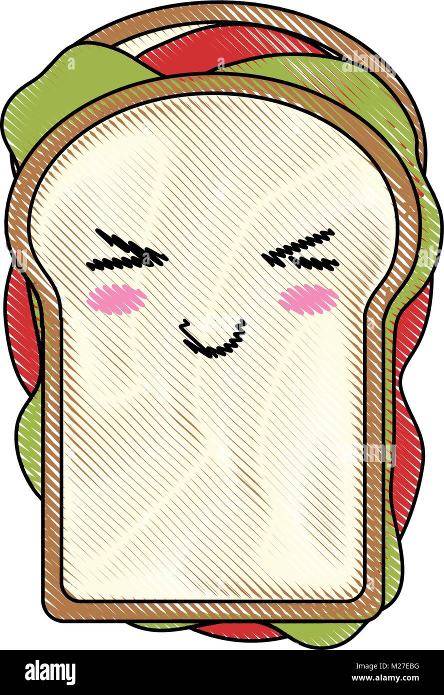 Delicious sandwich food cute kawaii cartoon Stock Vector Image & Art ...