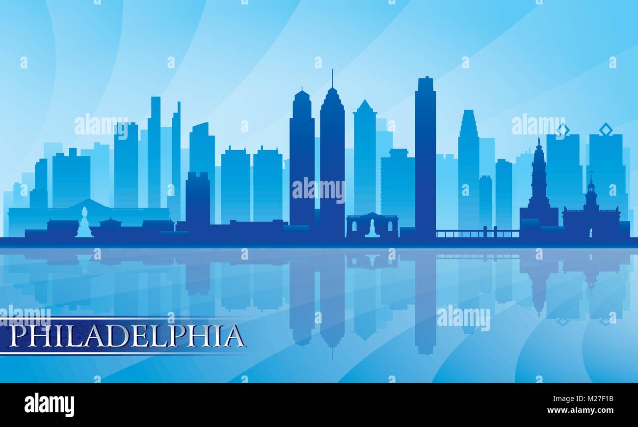 Philadelphia city skyline detailed silhouette. Vector illustration ...