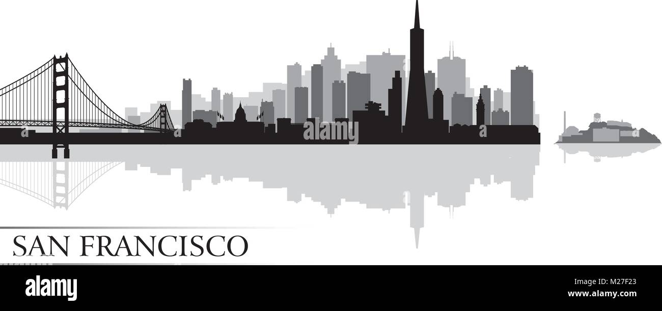 San Francisco city skyline silhouette background. Vector illustration ...