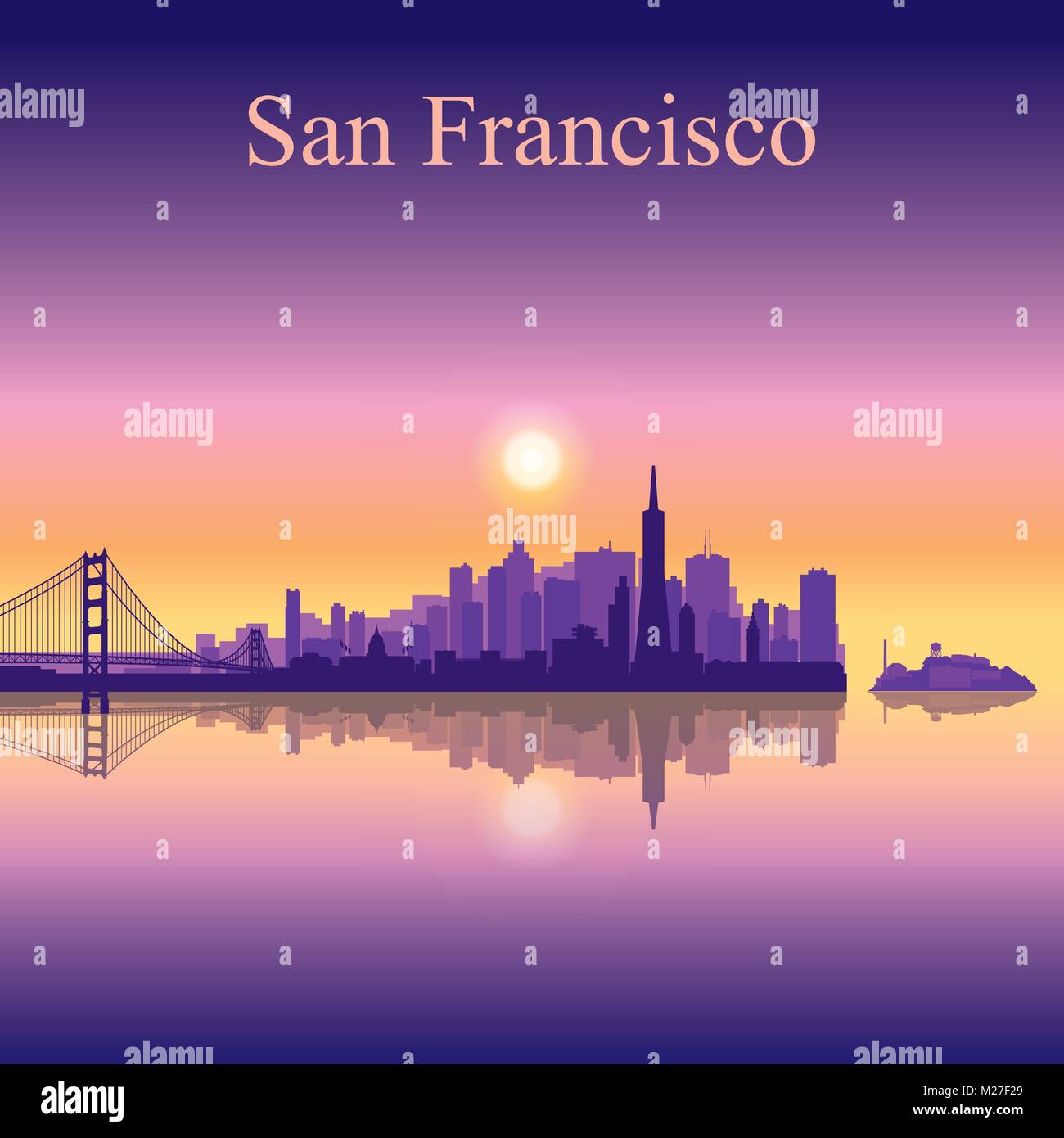 San Francisco city skyline silhouette background, vector illustration ...