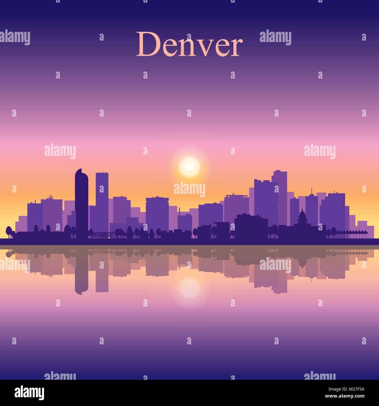 Denver city skyline silhouette background. Vector illustration Stock ...