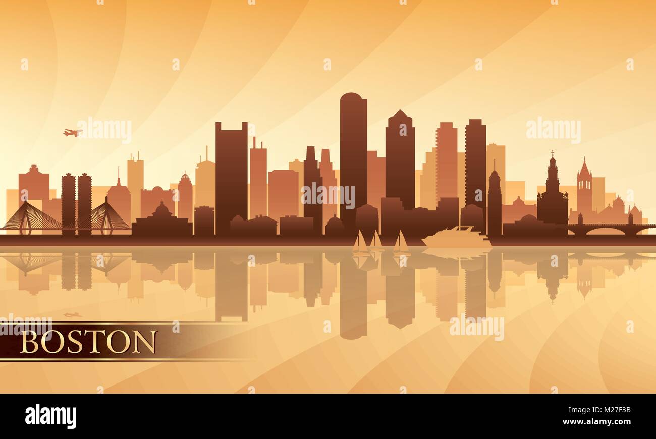 Boston city skyline silhouette background. Vector illustration Stock ...
