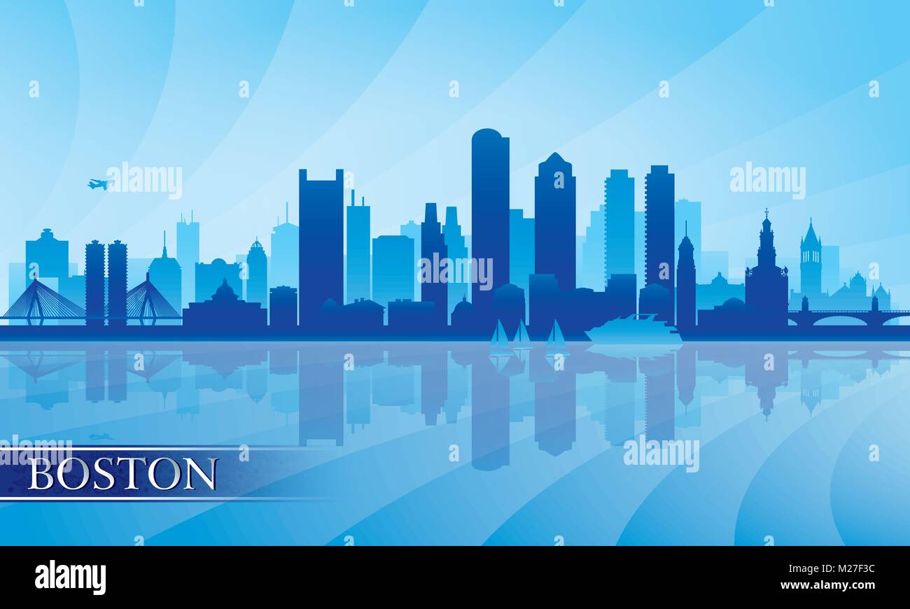 Boston city skyline silhouette background. Vector illustration Stock ...