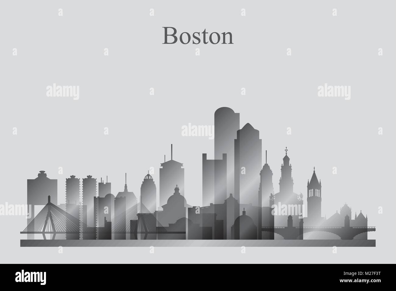 Boston skyline sunset Stock Vector Images - Alamy