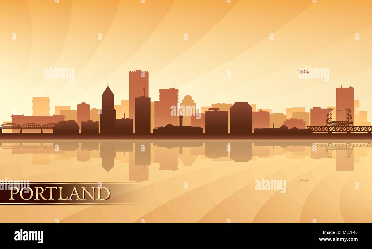 Portland city skyline silhouette background. Vector illustration Stock ...
