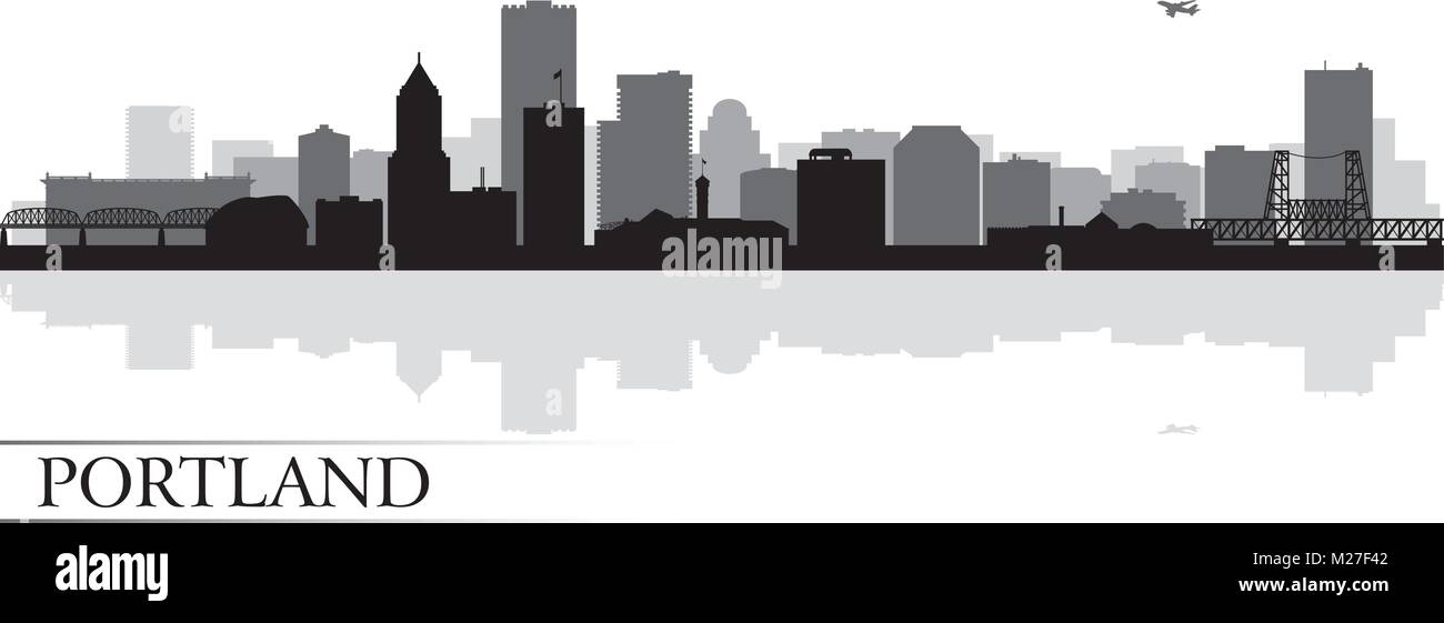 Portland city skyline silhouette background. Vector illustration Stock ...