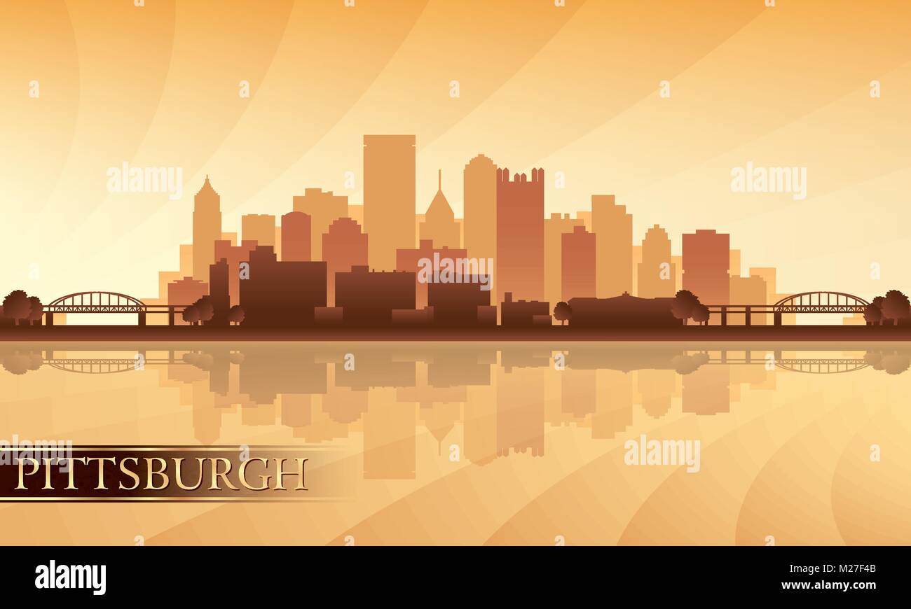 Pittsburgh city skyline silhouette background. Vector illustration ...