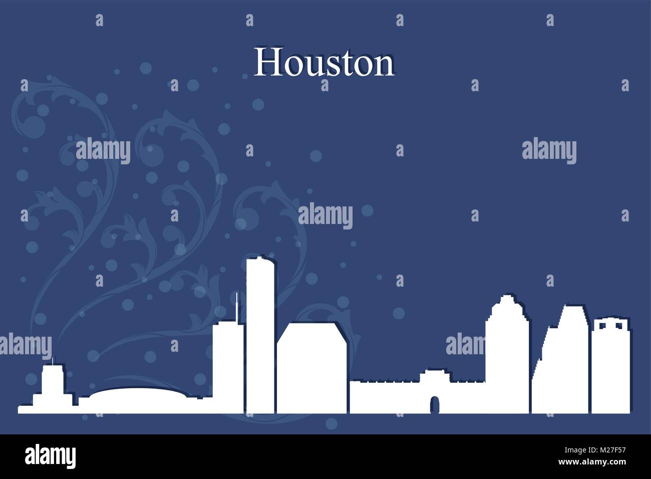 Houston city skyline silhouette on blue background, vector illustration ...