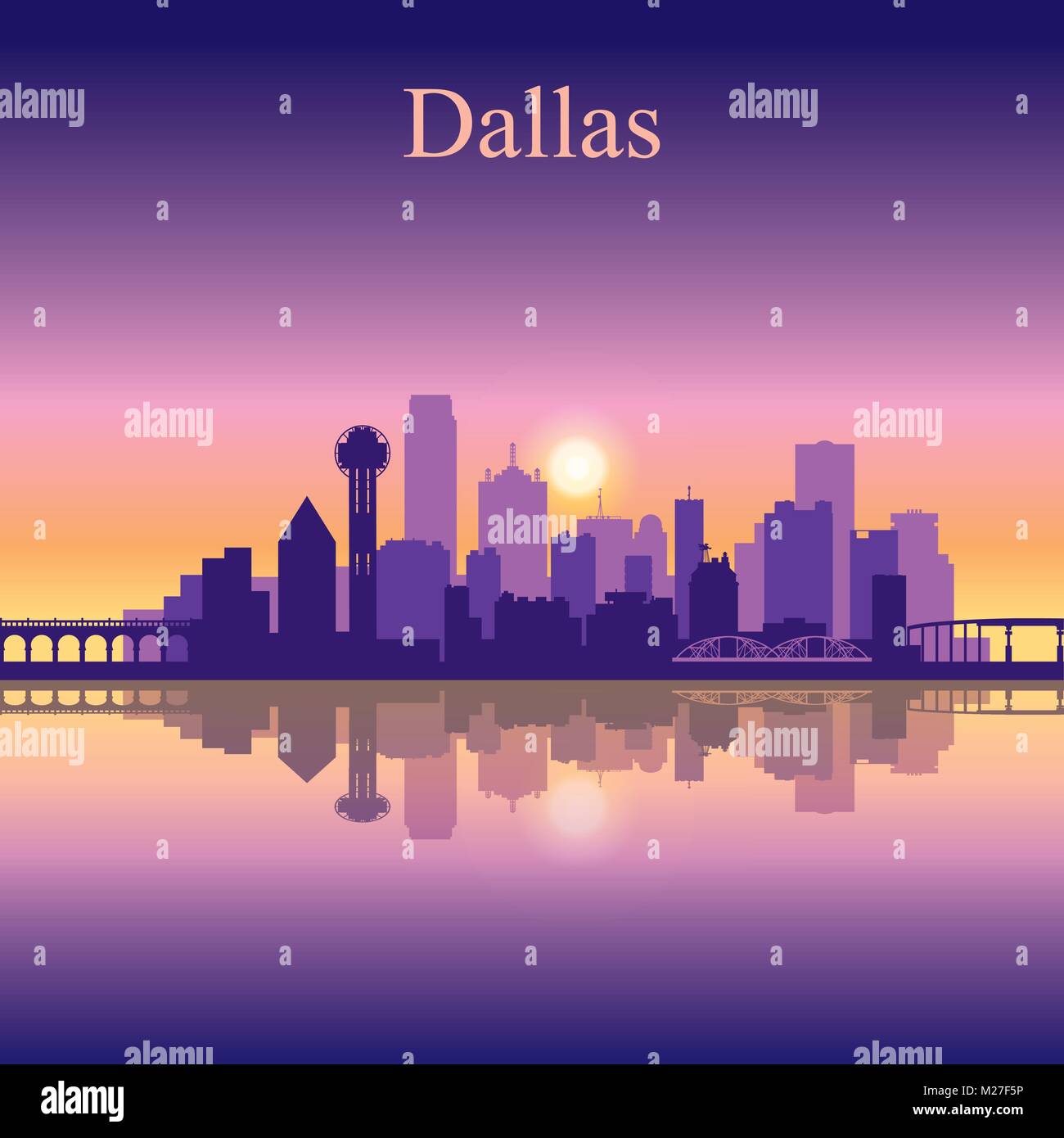 Dallas city skyline silhouette background, vector illustration Stock ...
