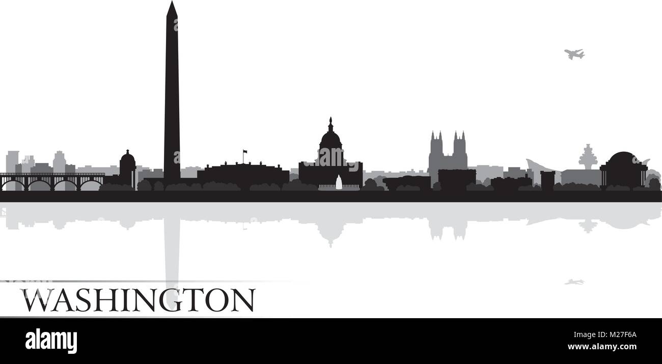 Washington city skyline silhouette background, vector illustration ...