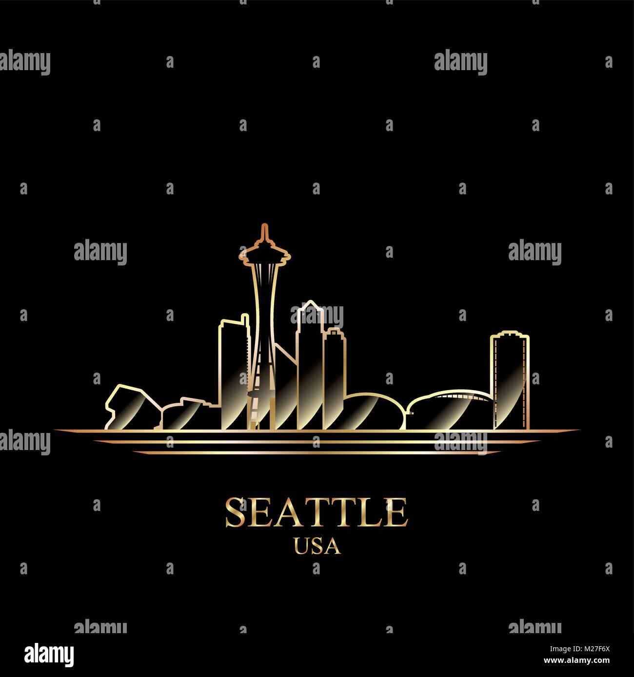 Seattle skyline cityscape reflection Stock Vector Images - Alamy