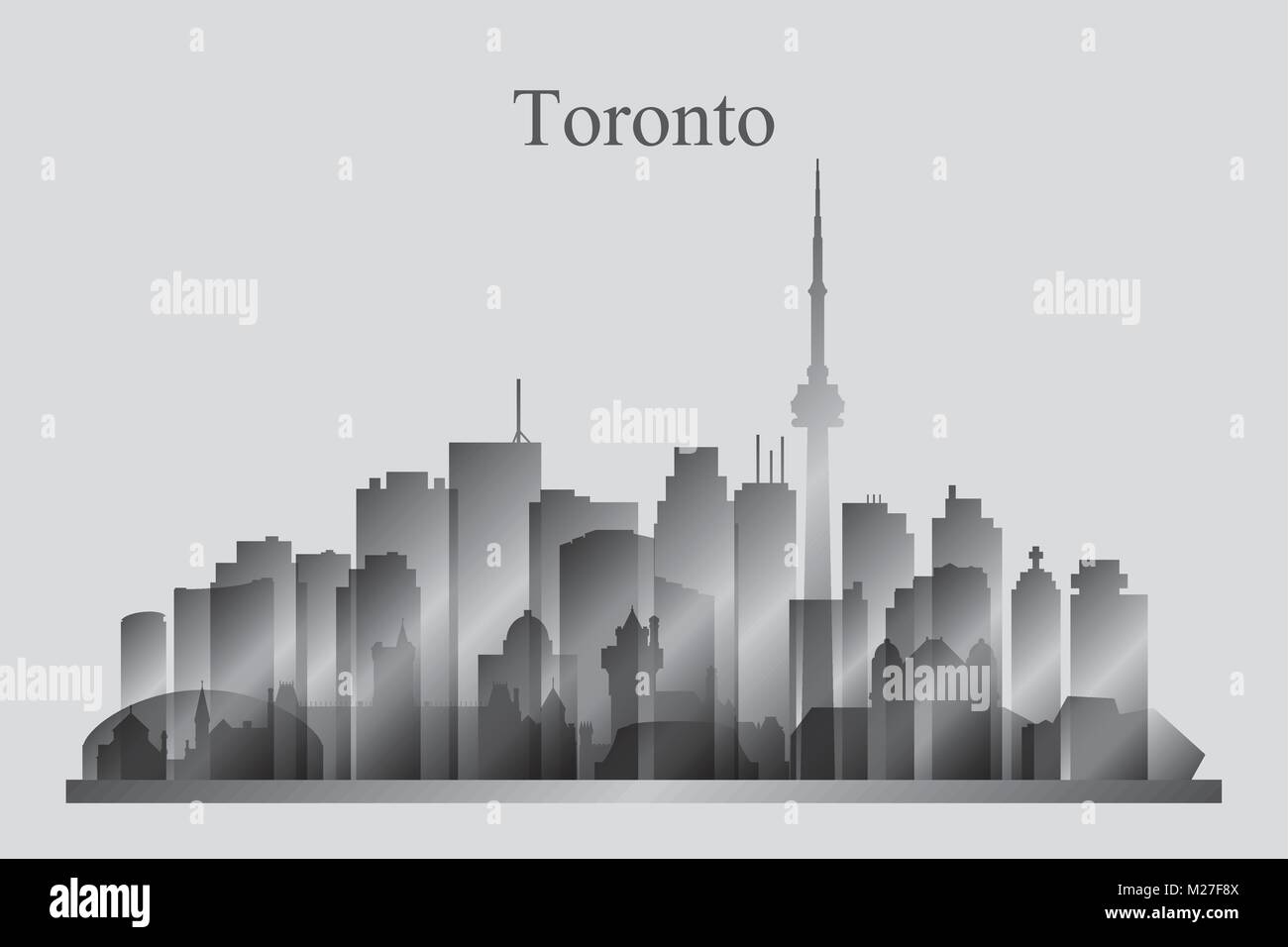 Toronto city skyline silhouette in grayscale, vector illustration Stock ...
