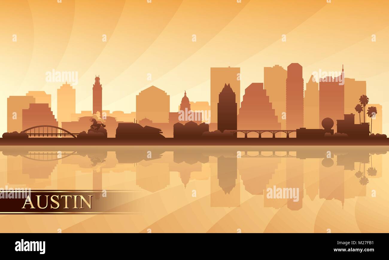 Austin city skyline silhouette background, vector illustration Stock ...
