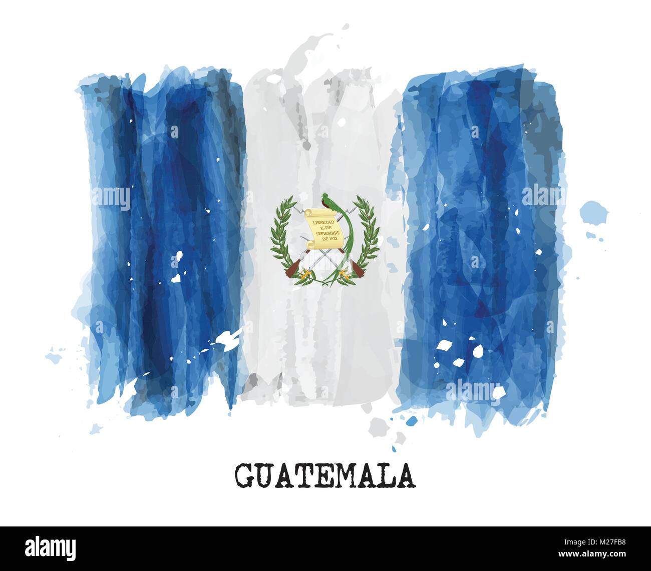 Watercolor painting flag of Guatemala . Vector Stock Vector Image & Art ...