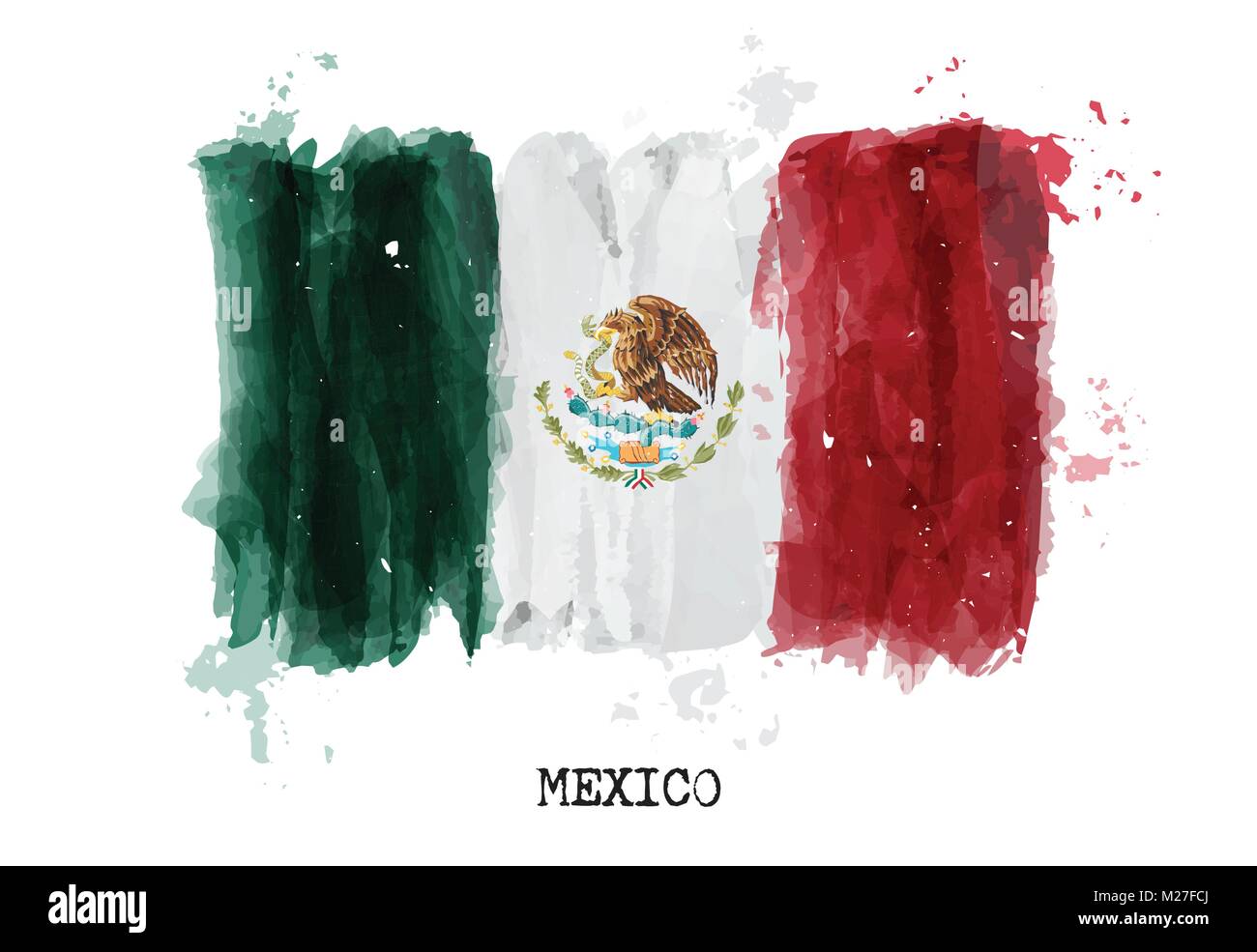 Watercolor painting flag of Mexico . Vector Stock Vector Image & Art ...