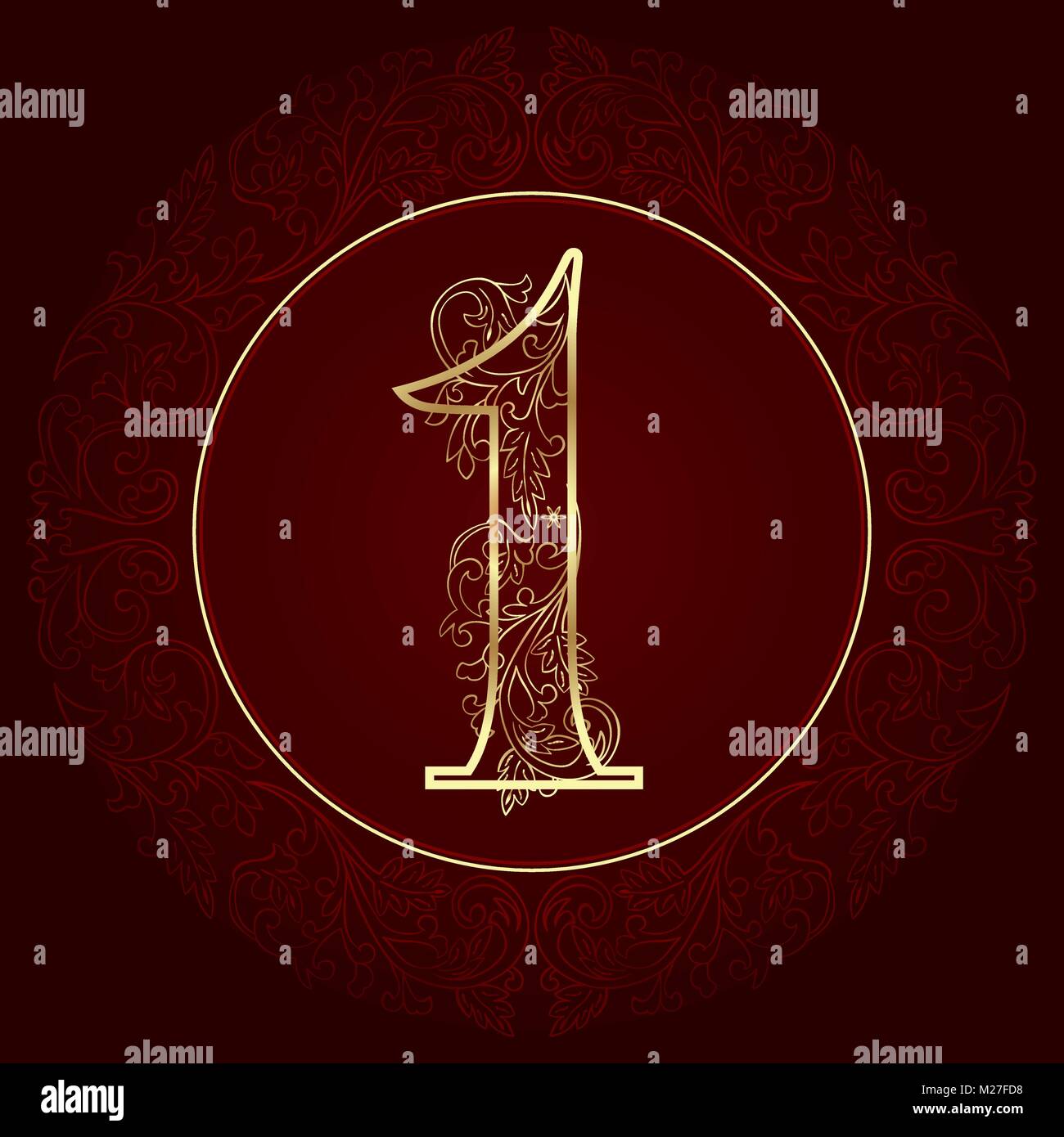 Vintage floral number 1. Vector illustration Stock Vector Image & Art ...