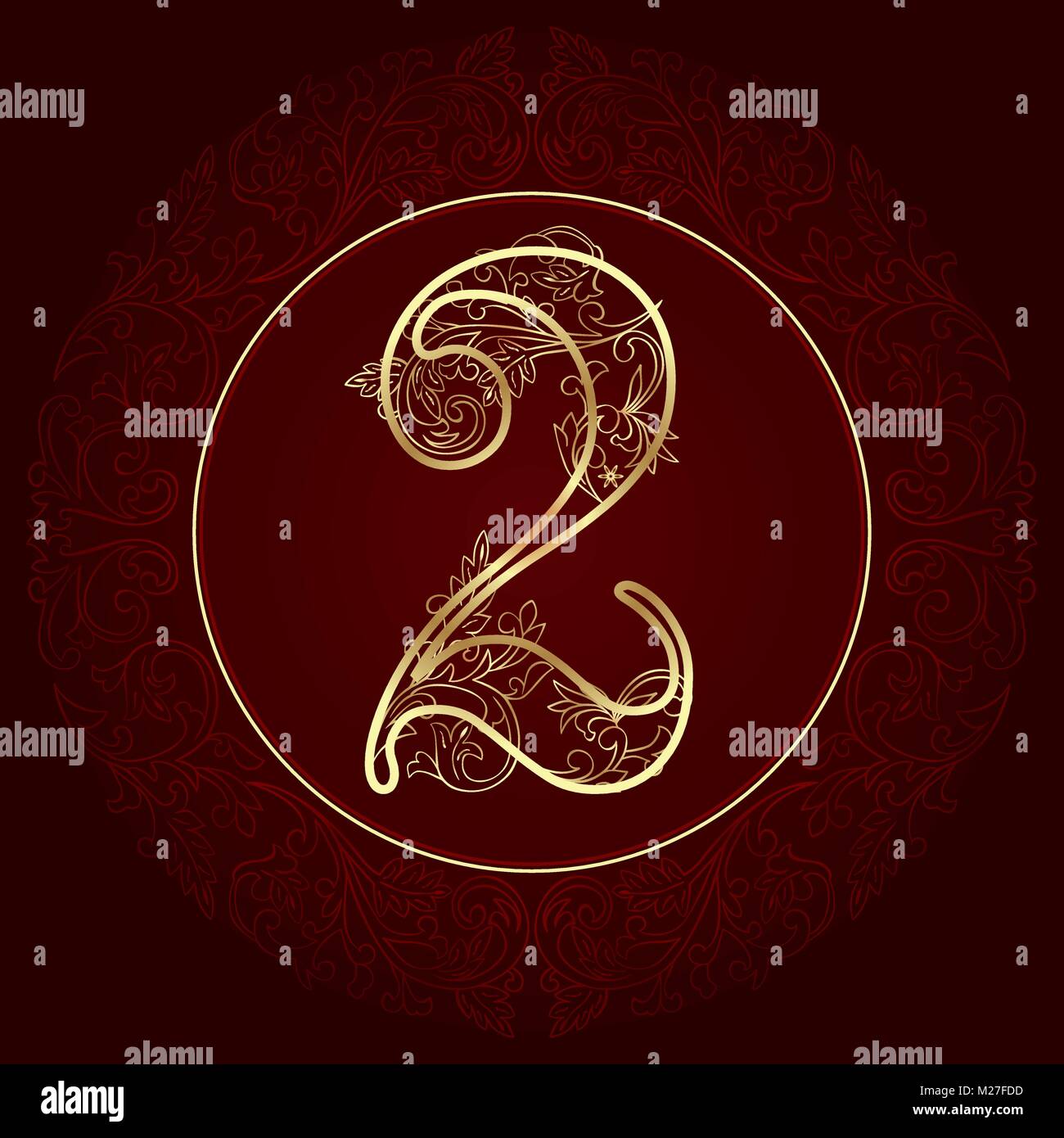 Vintage floral number 2. Vector illustration Stock Vector Image & Art ...