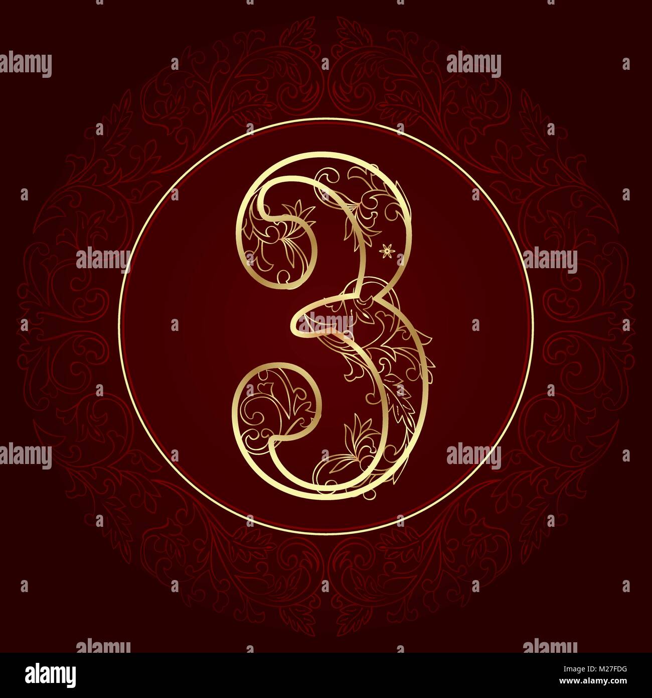 Vintage floral number 3. Vector illustration Stock Vector Image & Art ...