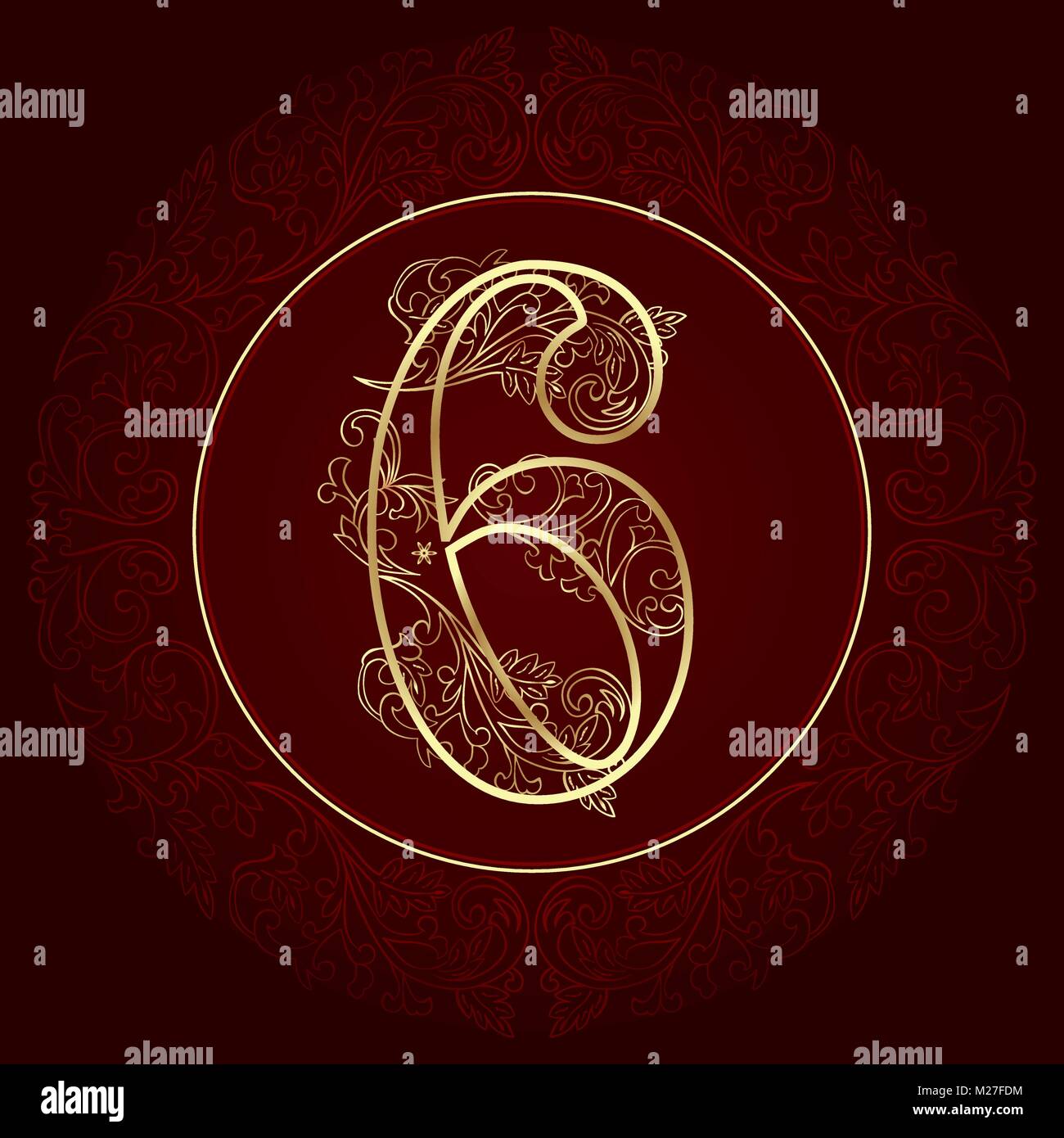 Vintage floral number 6. Vector illustration Stock Vector Image & Art ...