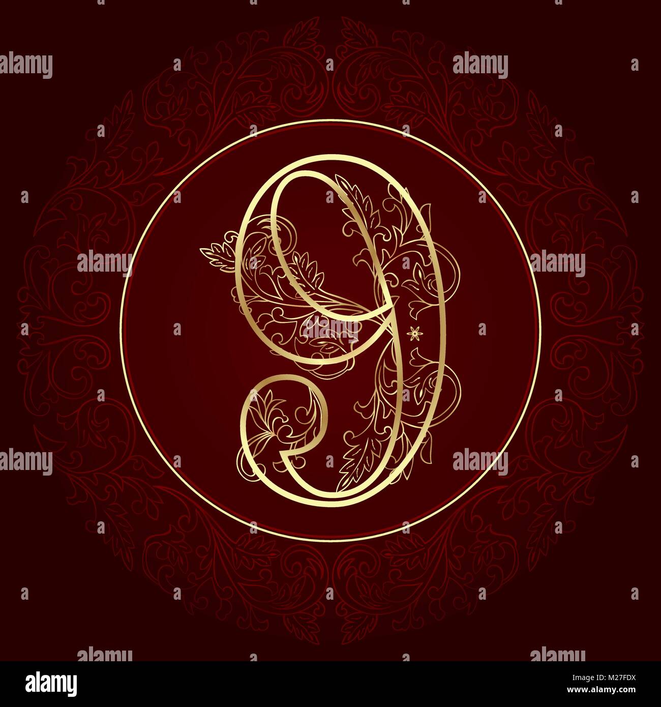 Vintage floral number 9. Vector illustration Stock Vector Image & Art ...